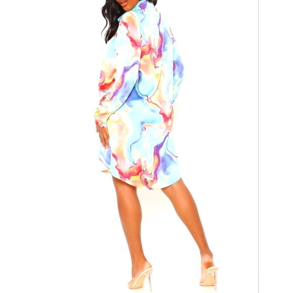 Dresses | Colorful Water Color Button Down Shirt Dress | Poshmark